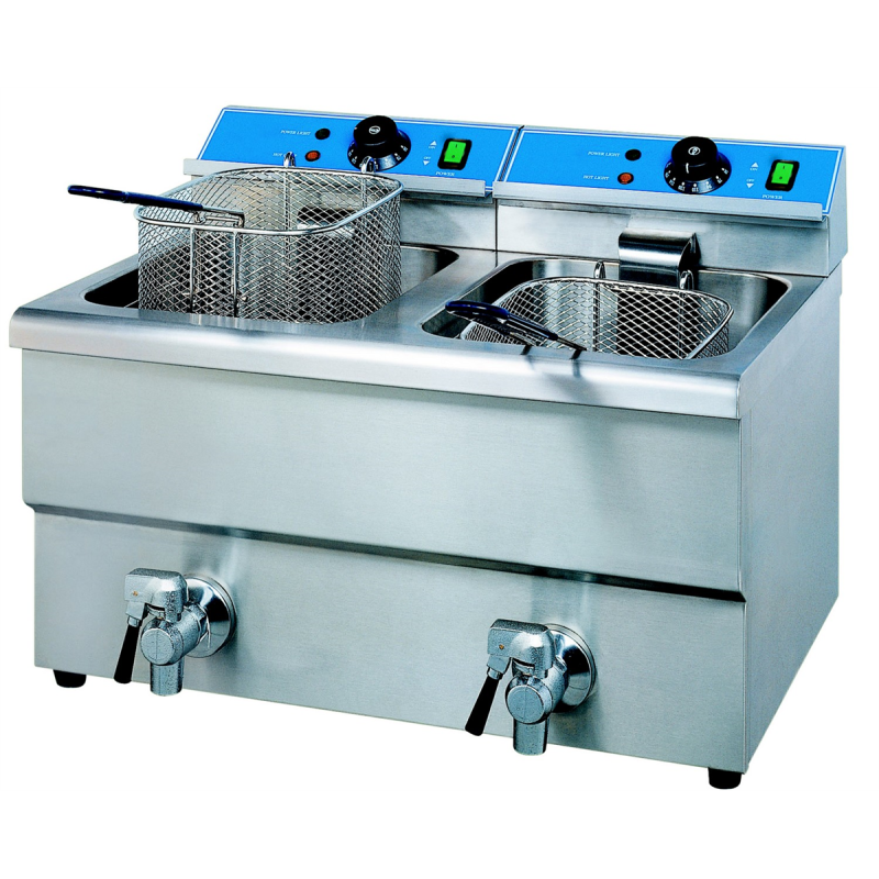 Friteuse à poser avec robinet cuve 2 x 11 litres 620 x 530 x 375 mm
