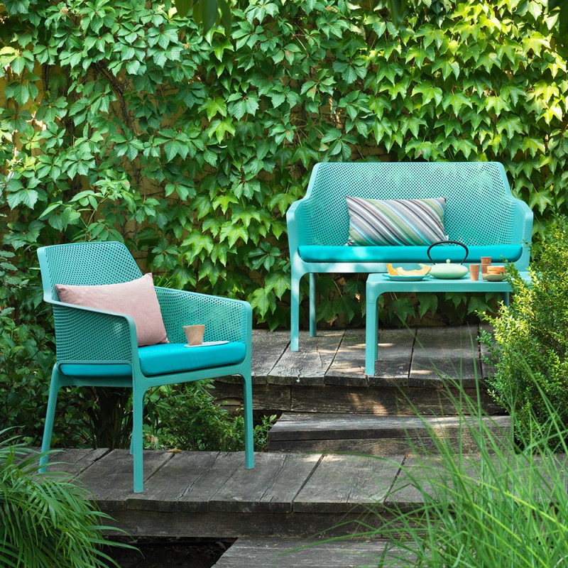 Fauteuil NET RELAX en polypropylène empilable - Vert d'eau