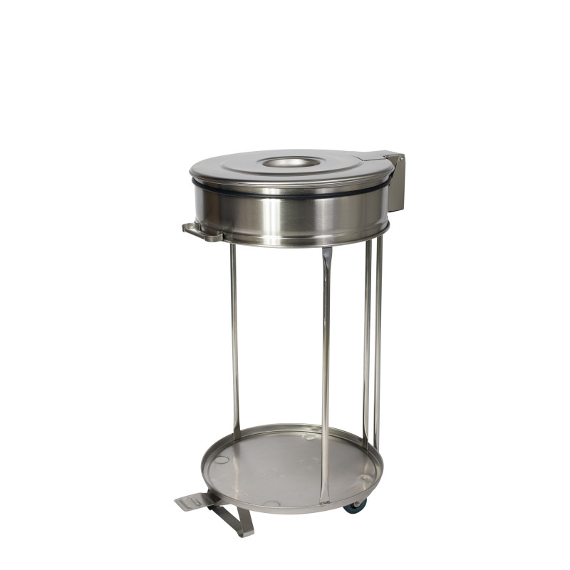 Porte sacs avec pédale 110L - Ø47,5x85 cm - inox AISI